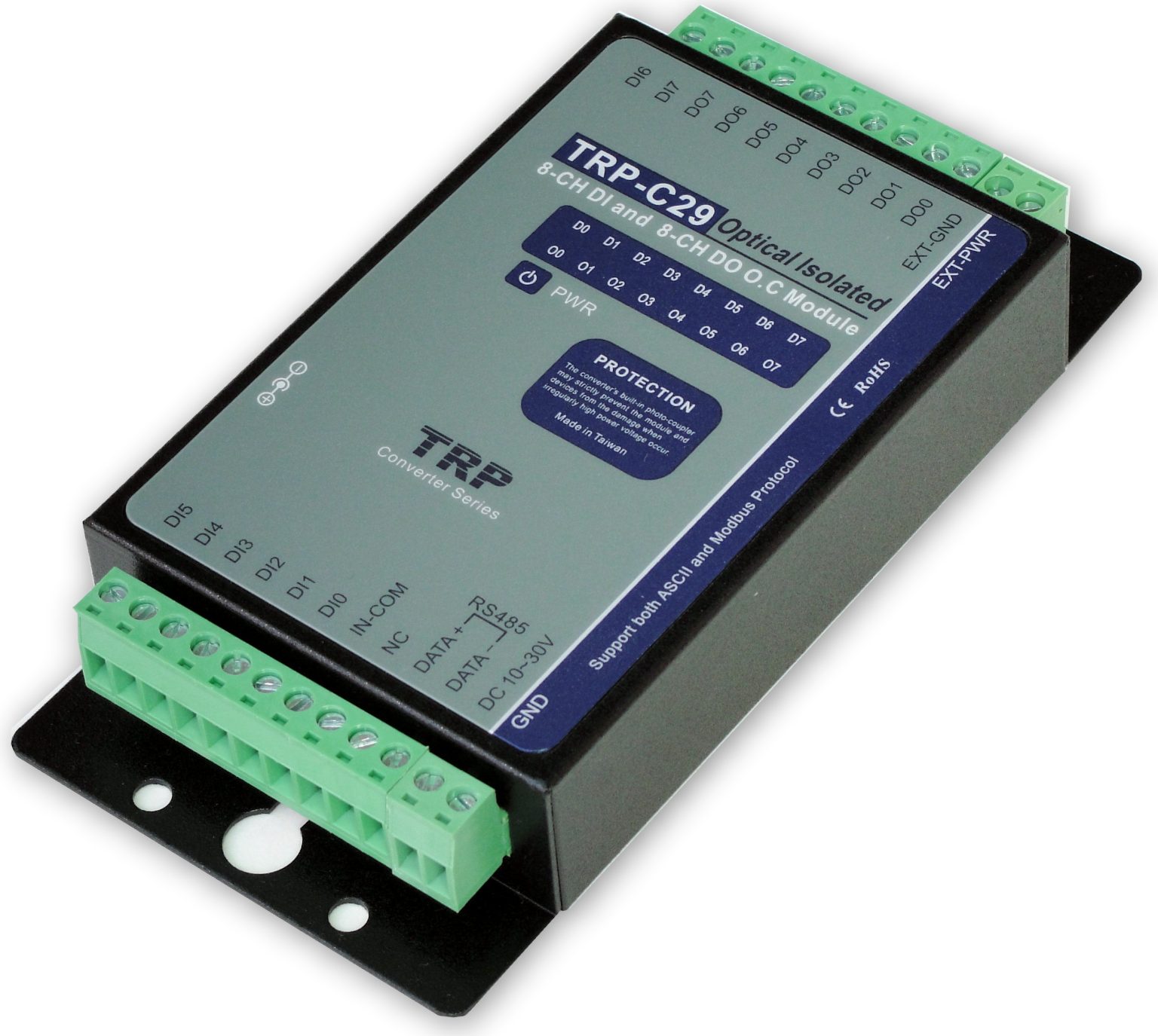 TRP-C29 8-channel isolated digital input and 8-channel digital output (O.C) RS485 module ...