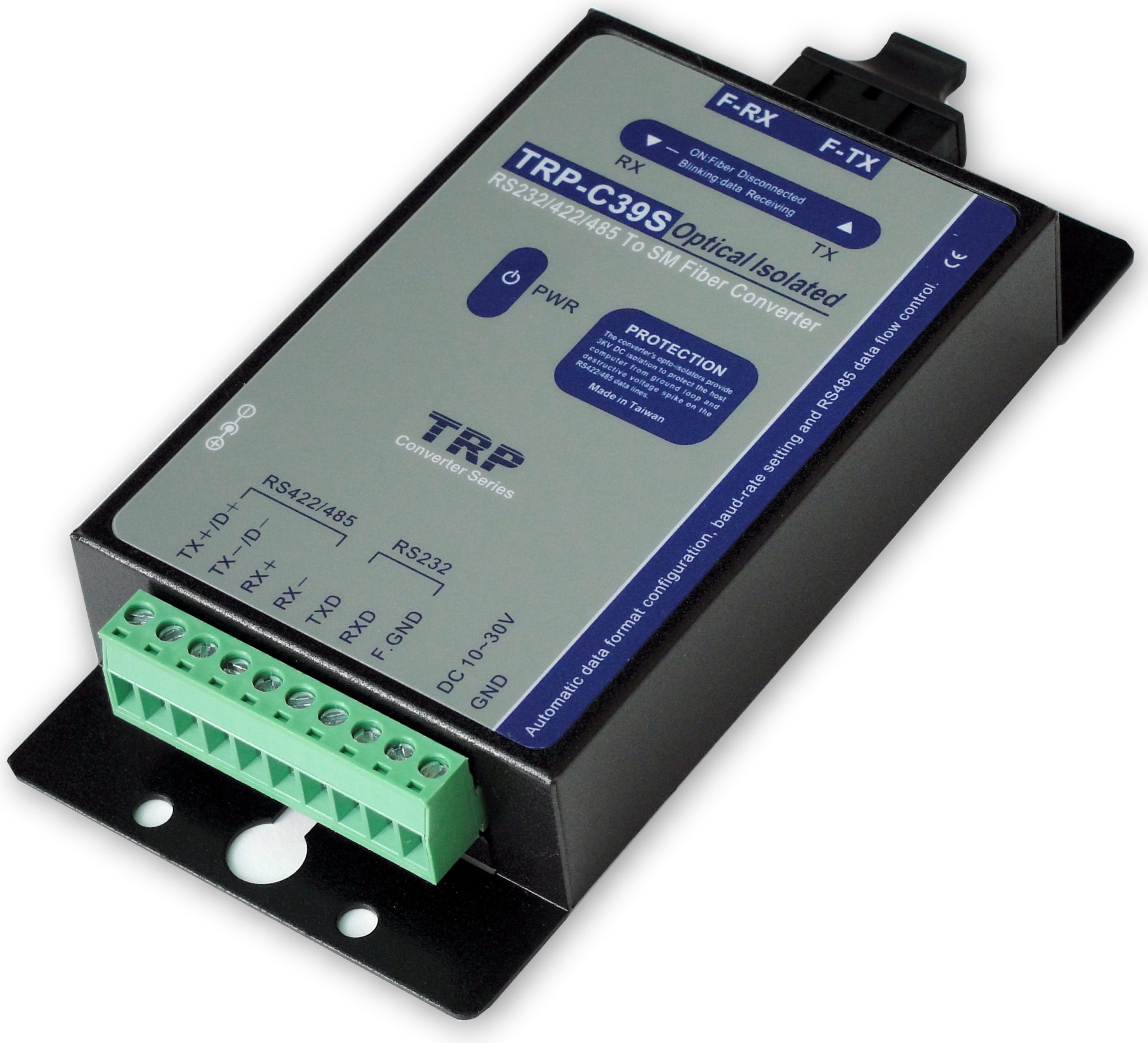 TRP-C39S Fiber to RS-232/422/485 Isolated Converter, SC single mode – 鑫奕通科技有限公司