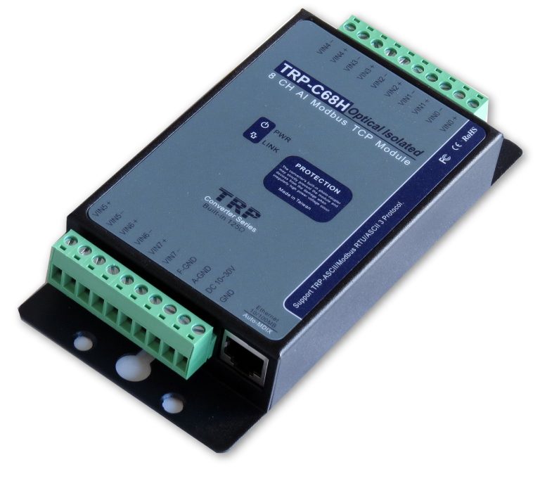 TRP-C68H Isolated 8 Channel Analog Input Modbus TCP Module Support TRP ...